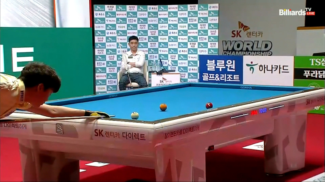 집중력을 끌어올리며 3득점으로 1세트 승리하는 강민구[SK렌터카 PBA 월드챔피언십 2023] | 다음스포츠