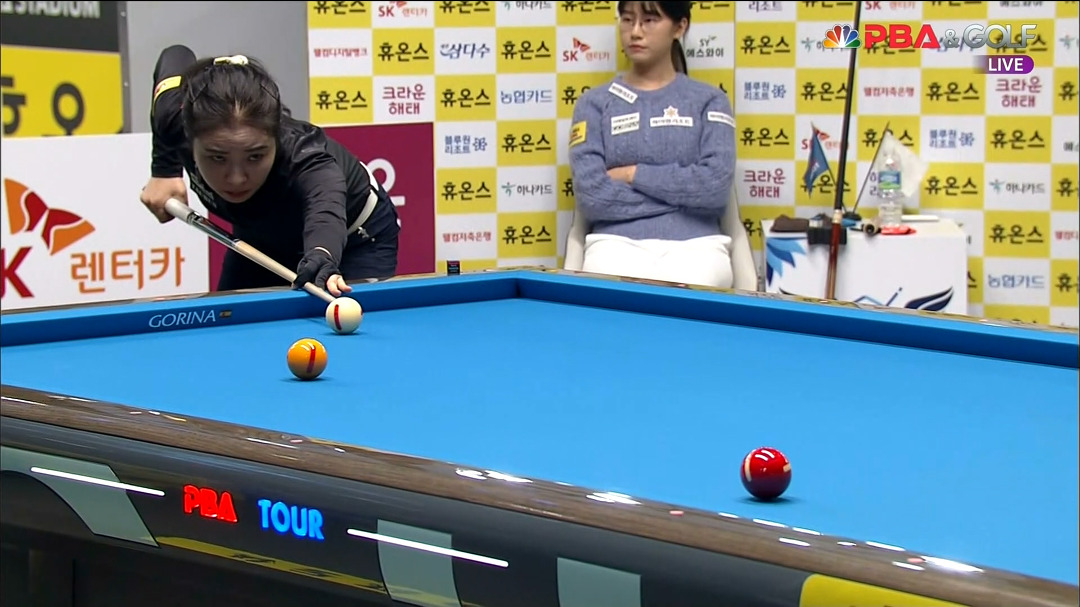 다음스포츠 | 3연속득점으로 이미래를 꺾으며 16강에 진출하는 김갑선[휴온스 LPBA 챔피언십 23-24]