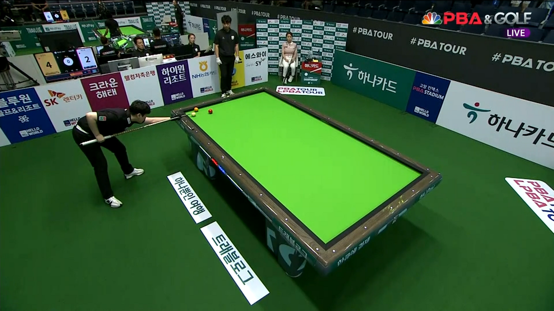 뱅크샷을 필두로 4득점하며 3대0 완승을 노리는 백민주[하나카드 LPBA 챔피언십 23-24] | 다음스포츠