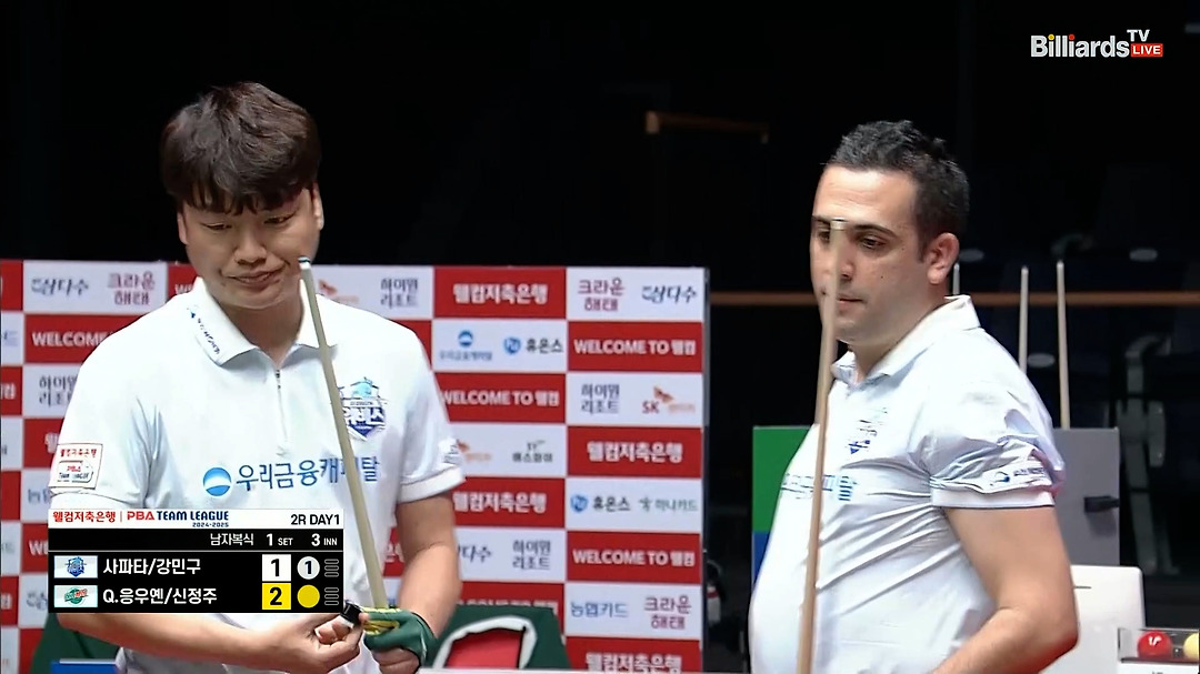 다음스포츠 | 좋은 호흡으로 포지션 주고 받으며 하이런하는 강민구,사파타[웰컴저축은행 PBA 팀리그 2R]