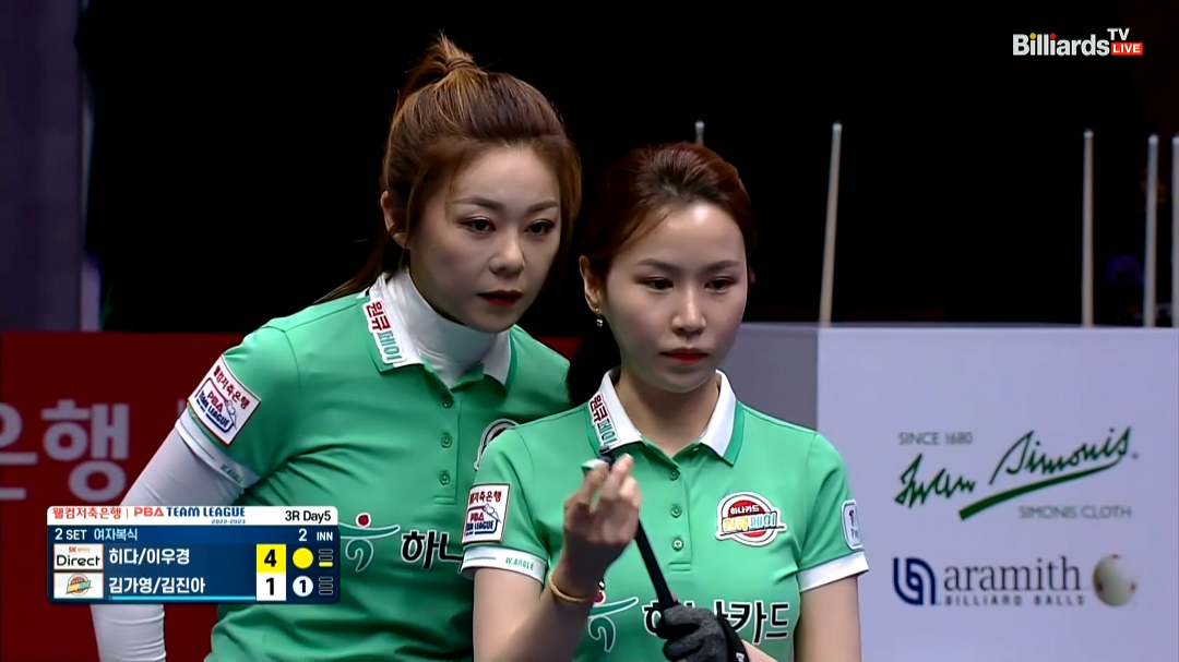 2세트 HL SK렌터카(히다,이우경) VS 하나카드(김가영,김진아)[웰컴저축은행 PBA 팀리그 2022-20 | 다음스포츠