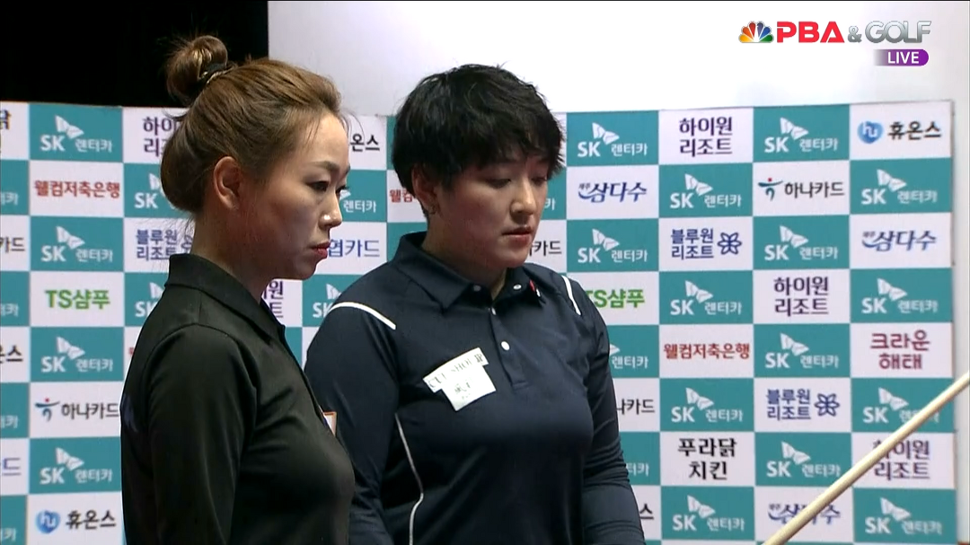 세트 후반 치열한 접전 끝에 2득점 마무리에 성공하는 히가시우치[SK렌터카 LPBA 월드챔피언십 2023] | 다음스포츠