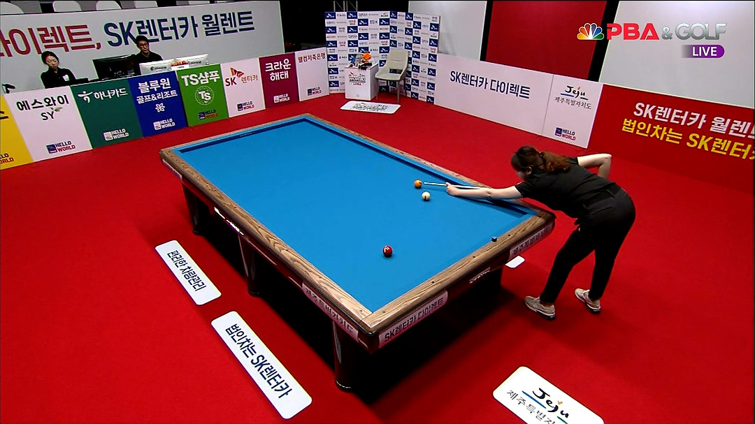 다음스포츠 | 3뱅크샷 성공하며 3세트로 경기를 끌고가는 김민아[SK렌터카 제주 LPBA월드챔피언십2024]