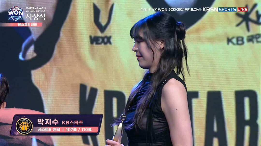 다음스포츠 | [2023-24 WKBL 정규리그 시상식] '베스트5 센터' KB스타즈 박지수