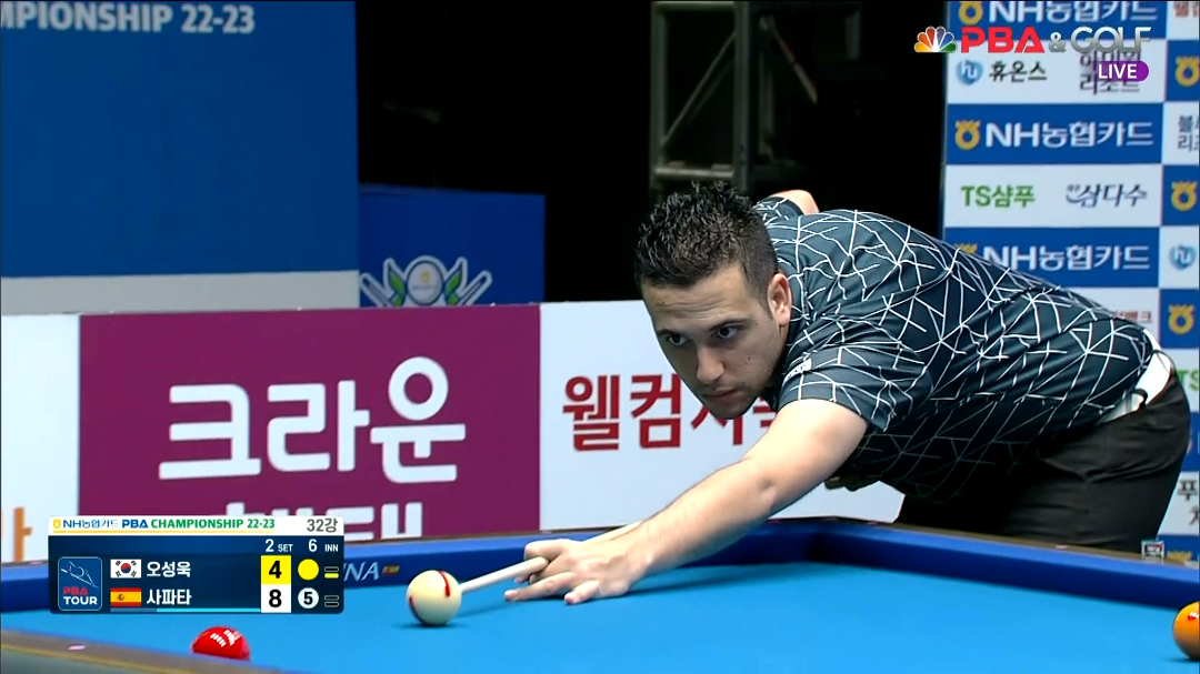 공이 열리자 7점 하이런을 몰아치며 역전하는 사파타[NH농협카드 PBA 챔피언십 22-23] | 다음스포츠