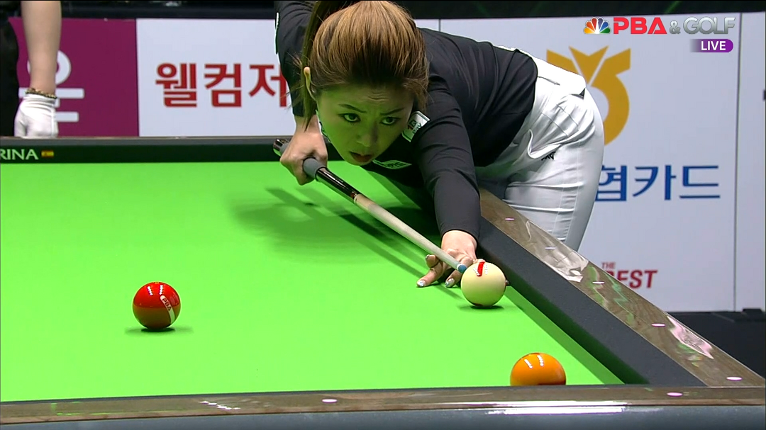 공이 풀리자 4연속 득점으로 1세트를 가져가는 김가영[TS샴푸·푸라닭 LPBA 챔피언십 2022] | 다음스포츠