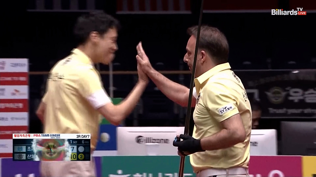 다음스포츠 | 좋은 승률을 보이며 또 다시 1세트 승리하는 박인수와 산체스[웰컴저축은행 PBA 팀리그 2R]