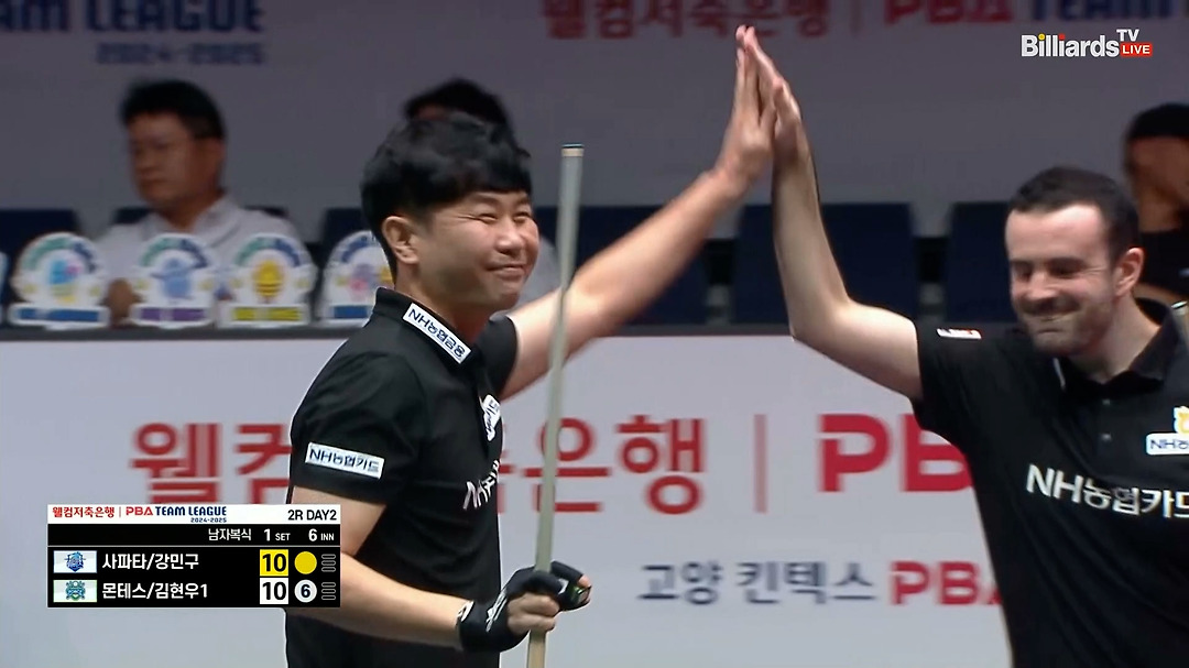 다음스포츠 | 7점 하이런!!대역전극 펼치는 NH농협카드 김현우와 몬테스[웰컴저축은행 PBA 팀리그 2R]