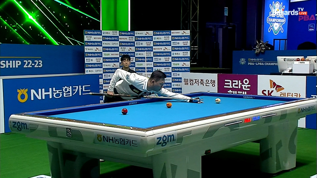 다음스포츠 | 1세트 초구부터 뱅크샷 성공하며 5득점하는 마민캄[NH농협카드 PBA 챔피언십 22-23]