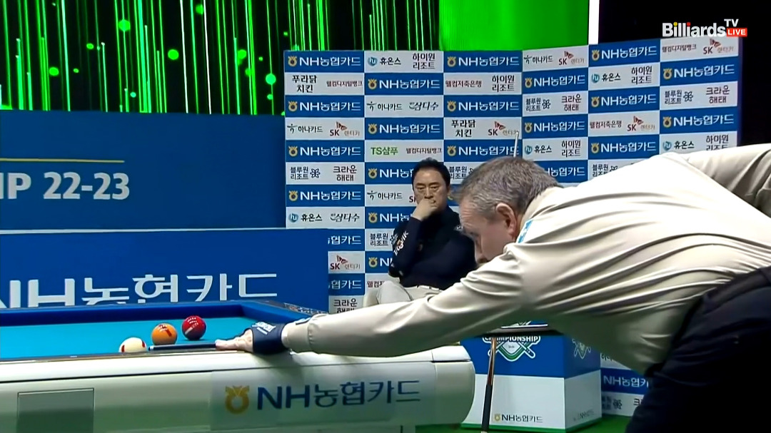 3연속 뱅크샷 터트리며 2세트 순식간에 마무리하는 쿠드롱[NH농협카드 PBA 챔피언십 22-23] | 다음스포츠