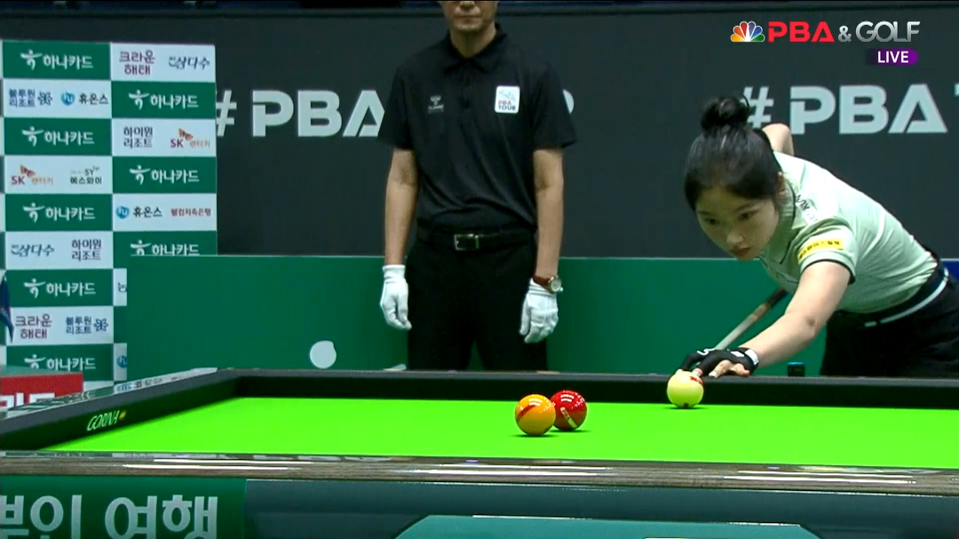 다음스포츠 | 어려운 각도에서의 3뱅크샷 성공하면서 2세트 따내는 한지은[하나카드 LPBA 챔피언십 23-24]