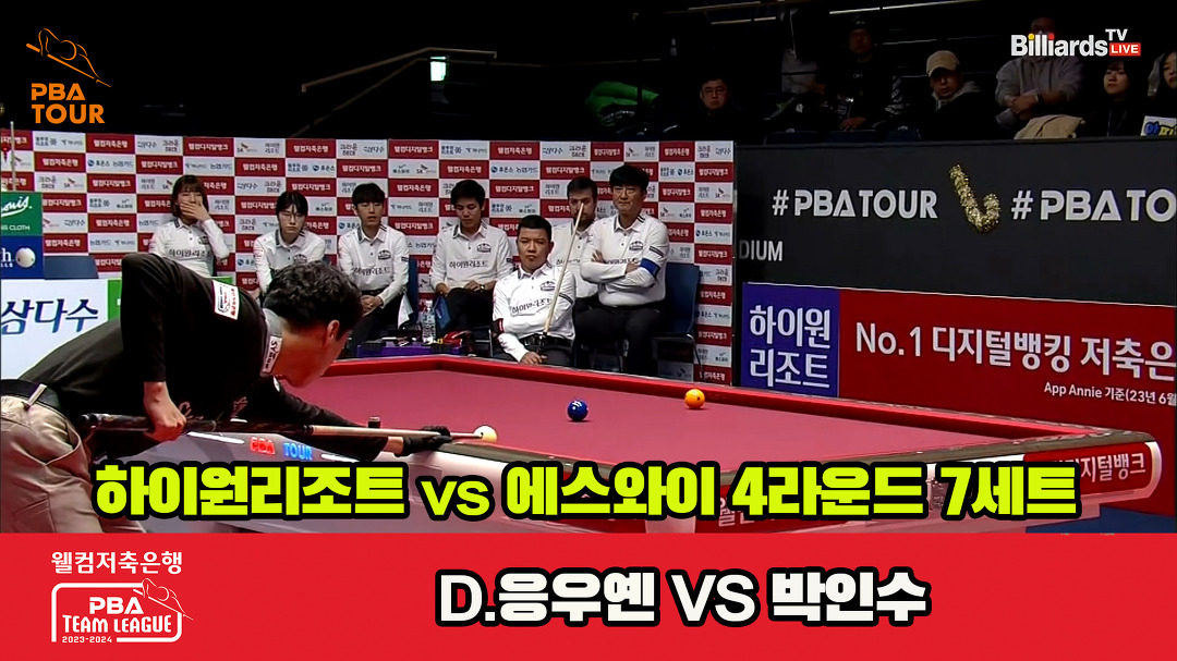 다음스포츠 | 7세트 HL 하이원리조트(D.응우옌) vs 에스와이(박인수)[웰컴저축은행 PBA 팀리그 2023-2024]
