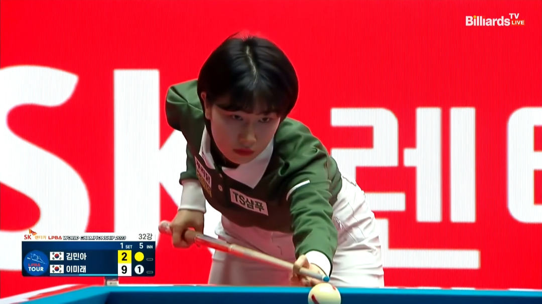 다음스포츠 | 돌아온 이미래!!멋진 리버스득점하며 1세트 끝내는 이미래[SK렌터카 LPBA 월드챔피언십 2023]