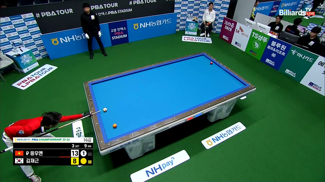 다음스포츠 | 먼거리에서 좋은 두께감으로 앞돌리기 성공하는 응우옌[NH농협카드 PBA 챔피언십 23-24]