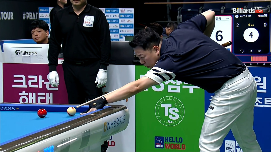 다음스포츠 | 감탄을 부르는 강동궁의 강한 찍어치는 대회전 득점[NH농협카드 PBA 챔피언십 23-24]