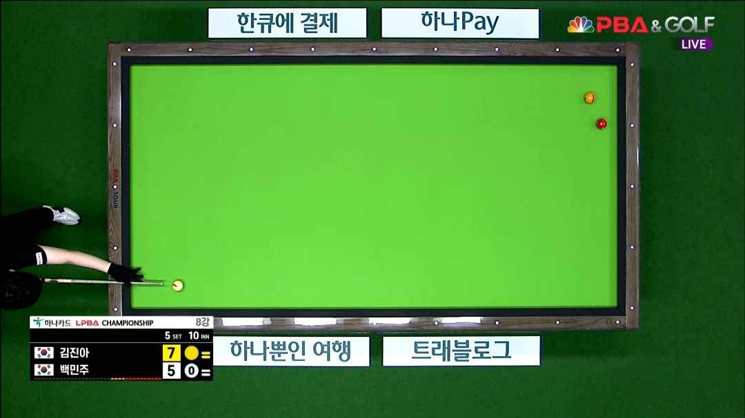 멋진 뱅크샷 그림을 그려내며 7대7 동점을 만드는 백민주![하나카드 LPBA 챔피언십 23-24] | 다음스포츠