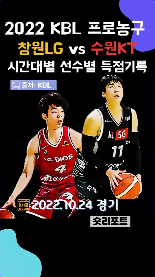 2022 KBL 프로농구 1R 창원LG vs 수원KT 시간대별 선수별 득점기록 분석 - 오늘의 숏 beta